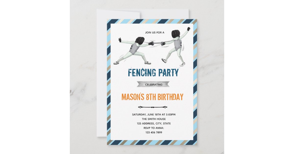 Fencing party theme birthday invitation | Zazzle