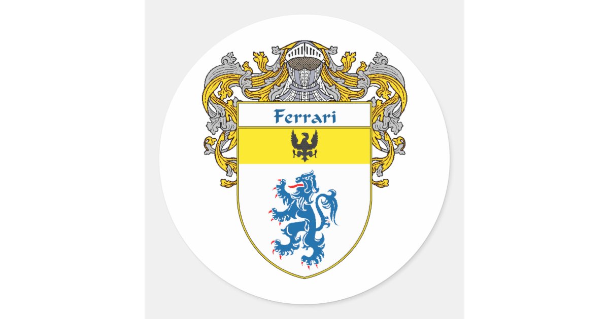 Ferrari Coat of Arms (Mantled) Classic Round Sticker | Zazzle