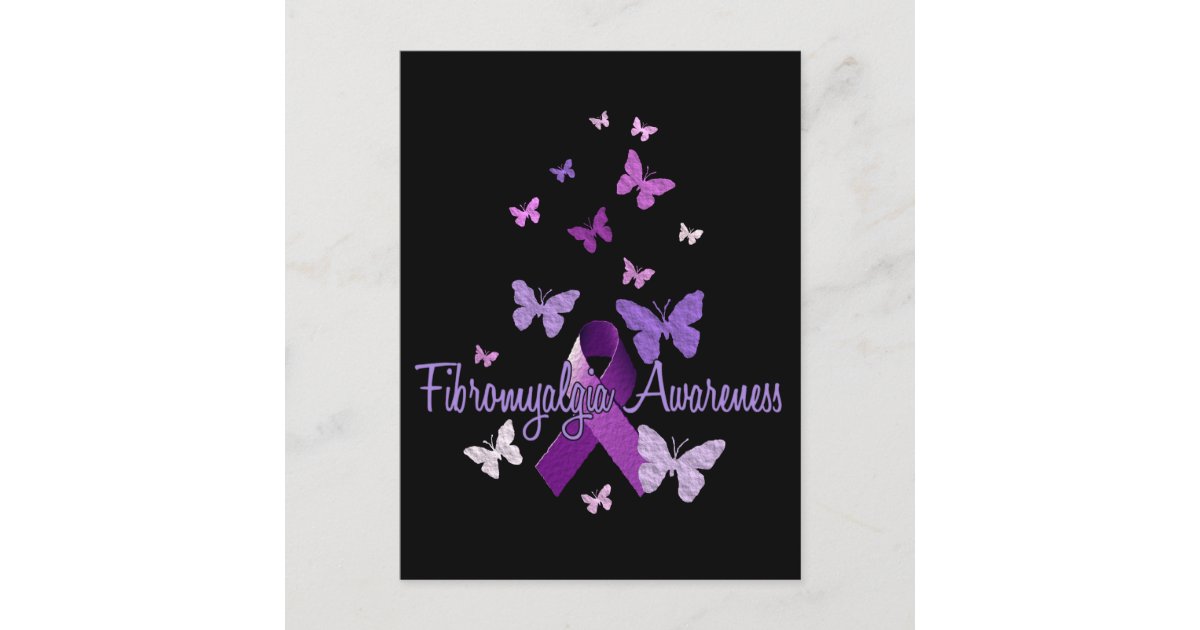 Fibromyalgia Awareness (ribbon & butterflies) Postcard | Zazzle
