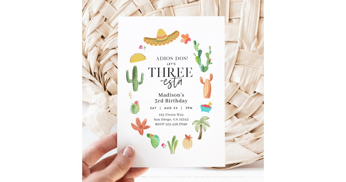 Fiesta 3rd Birthday Three-esta Invitation | Zazzle