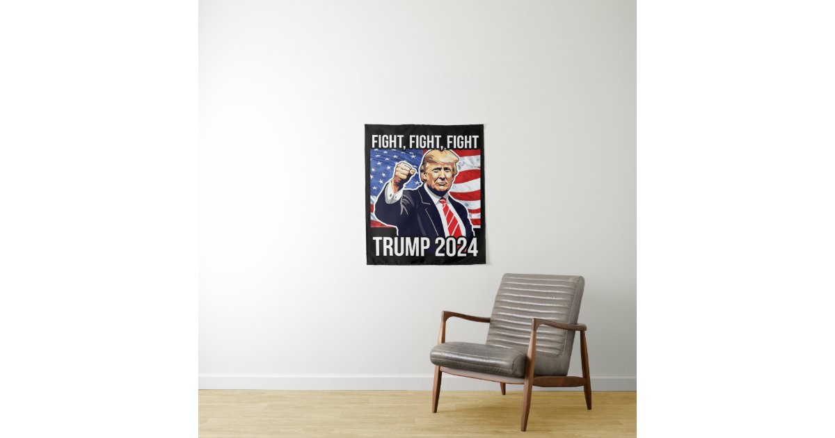 Fight Fight Fight Donald Trump 2024 American Flag Tapestry | Zazzle