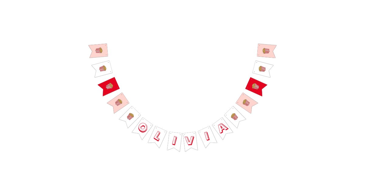 Film Movie Night Sleepover Popcorn Birthday Party Bunting Flags | Zazzle