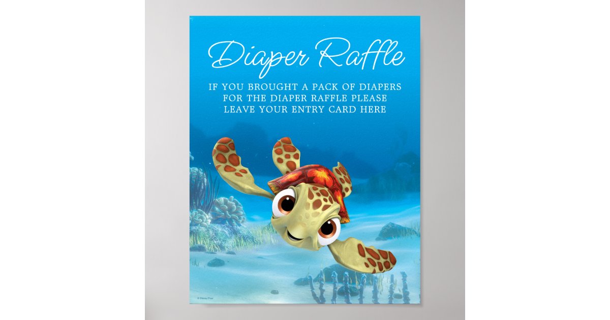 Finding Nemo | Squirt Baby Shower Diaper Raffle Poster | Zazzle