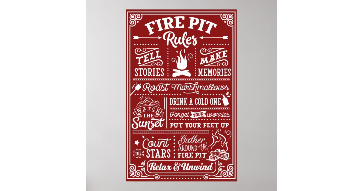 Fire Pit Rules List Custom Background Poster | Zazzle