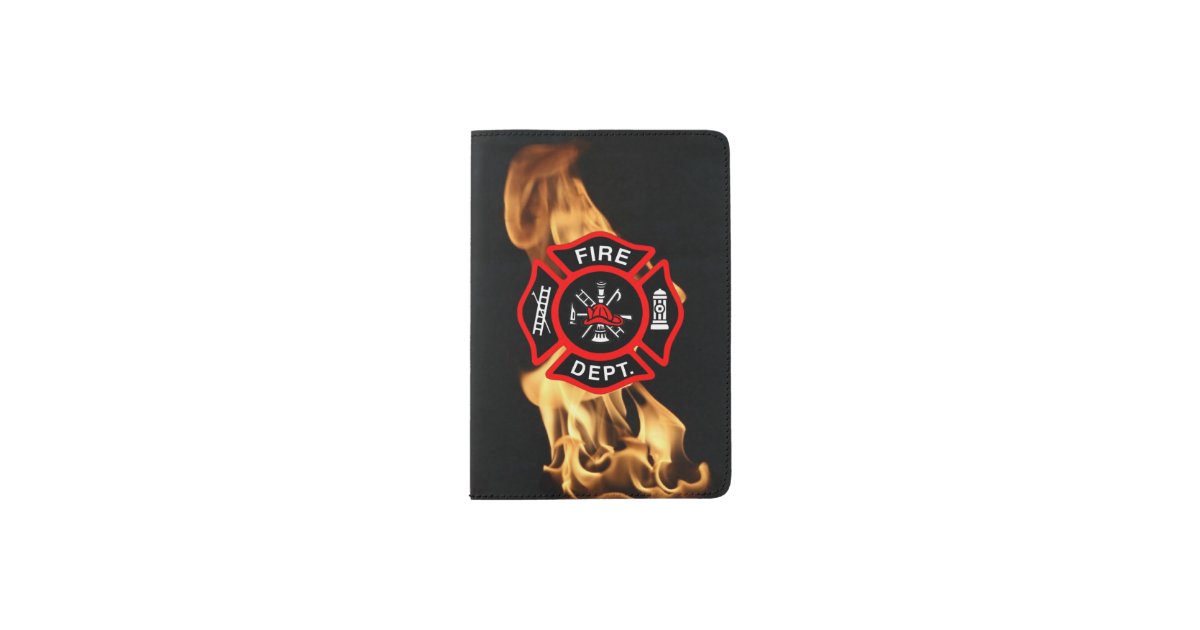 Firefighter Maltese Cross Fire Flames Passport Holder | Zazzle