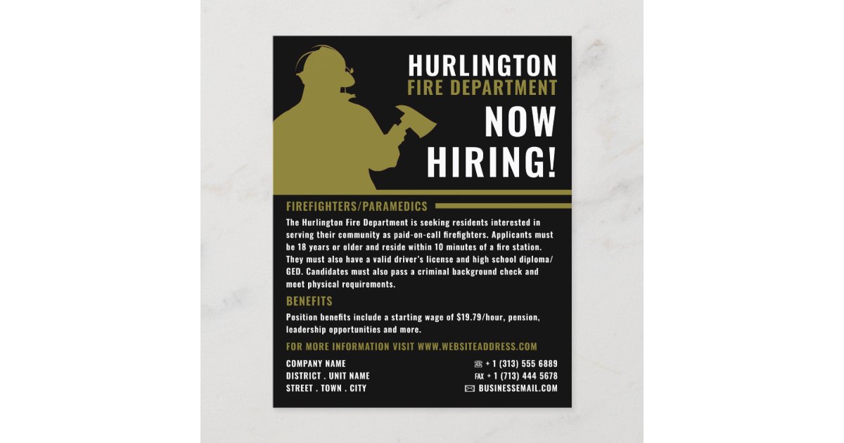 Firefighter Silhouette, Firefighter Recruitment Flyer | Zazzle
