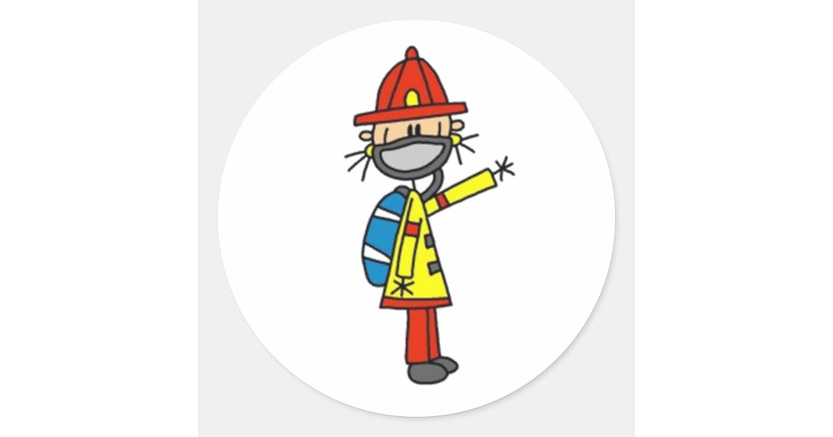 Fireman Stick Figure Classic Round Sticker | Zazzle
