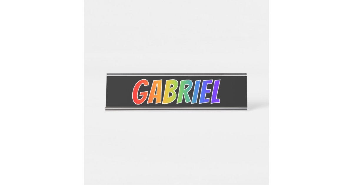 First Name "GABRIEL": Fun Rainbow Colouring Desk Name Plate | Zazzle