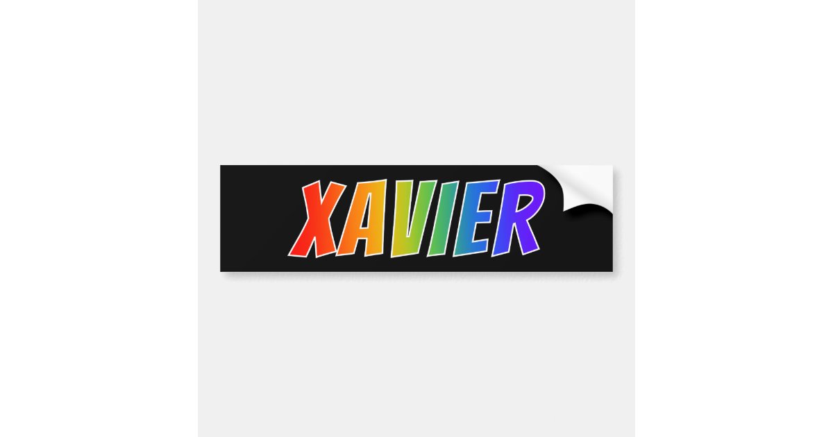 First Name "XAVIER": Fun Rainbow Colouring Bumper Sticker | Zazzle