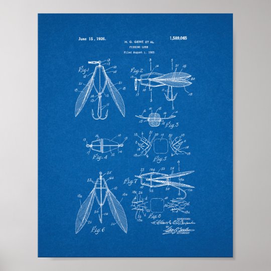 Fishing Lure Patent - Blueprint Poster | Zazzle.ca