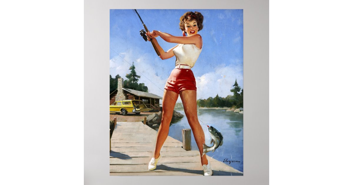 Fishing Pin Up Poster | Zazzle