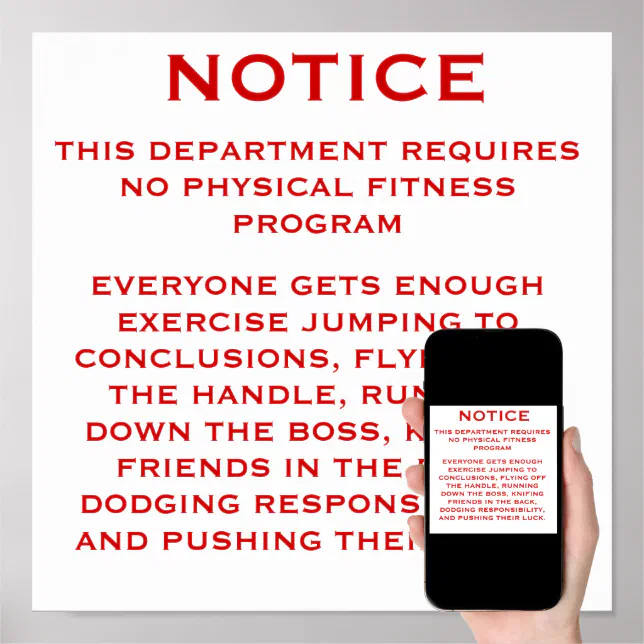 Fitness Program Notice Poster | Zazzle