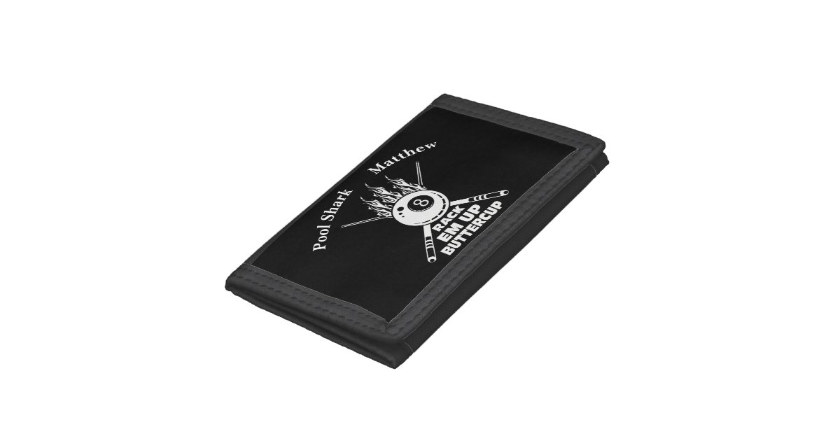 Flaming Eight Ball Design: Rack 'Em Up! Trifold Wallet | Zazzle