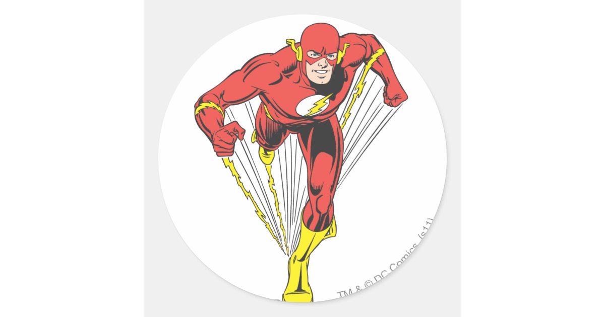 Flash Runs Forward Classic Round Sticker | Zazzle