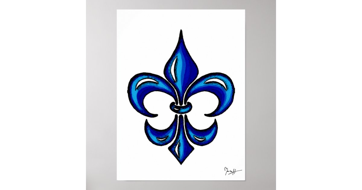 Fleur de Lis in Blue Poster | Zazzle