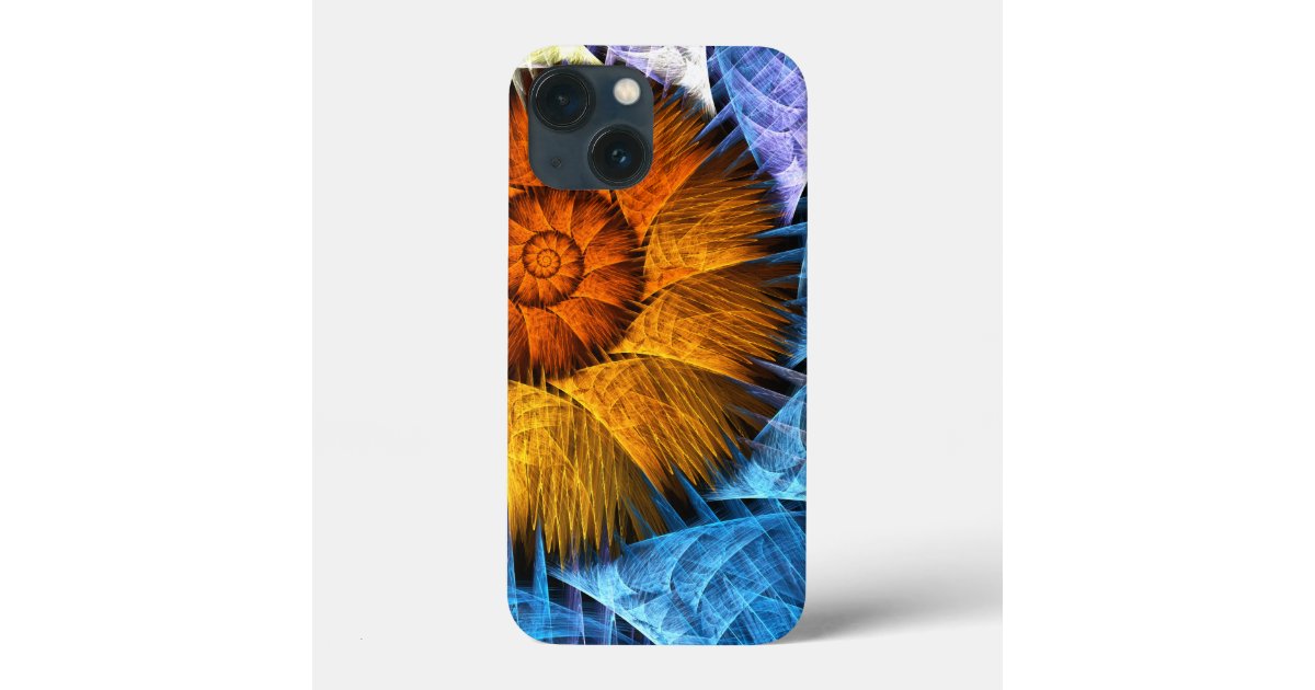 Floral Orange Yellow Blue Abstract Art Case-Mate iPhone Case | Zazzle