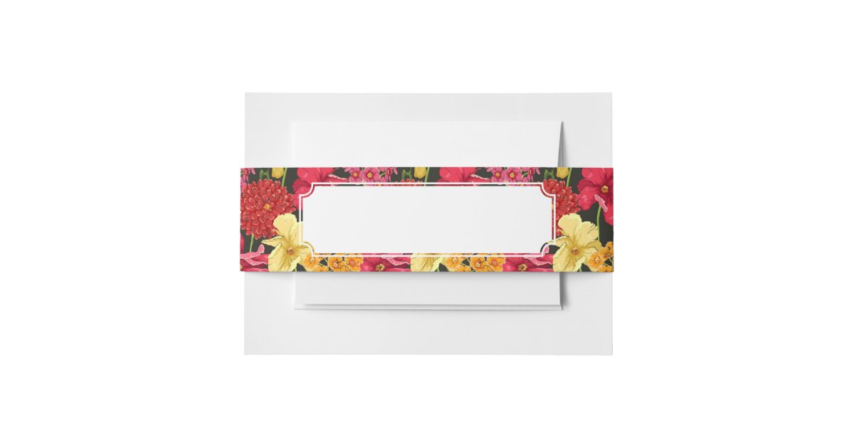 Floral wallpaper in watercolor style invitation belly band | Zazzle