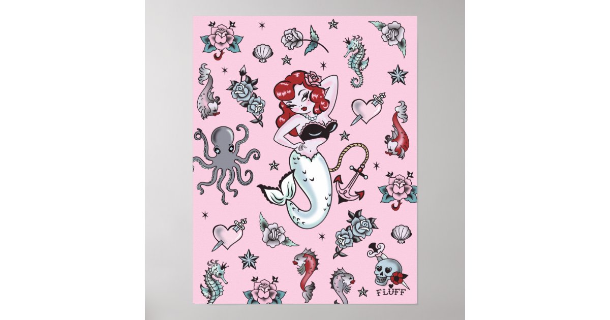 Fluff Molly Mermaid Poster- pink Poster | Zazzle