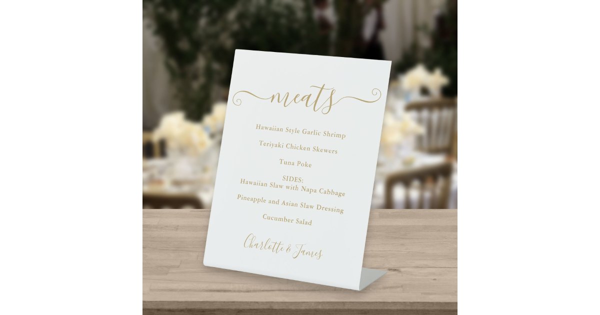Food Menu Gold Signature Script Pedestal Sign | Zazzle