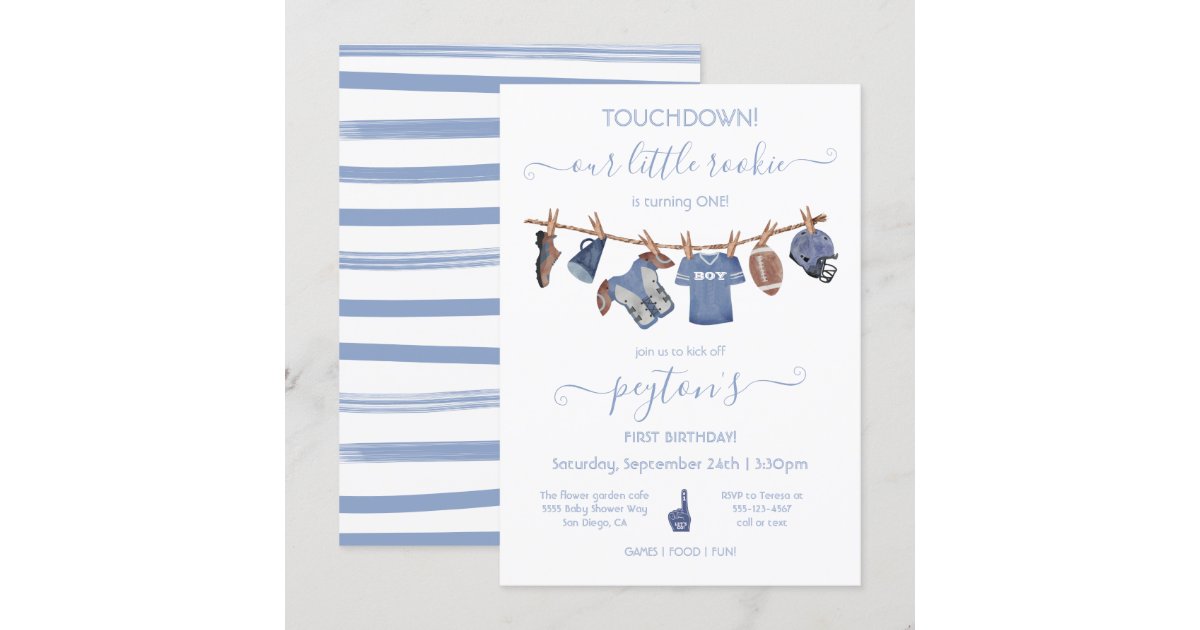 Football Clothesline Birthday Party Invitation | Zazzle
