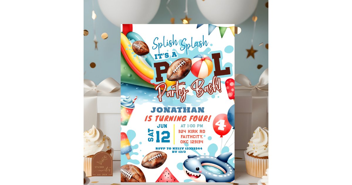 Football Pool Party Birthday Invitation | Zazzle