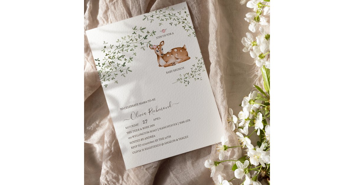 Forest Fawn Baby Shower Invitation | Zazzle