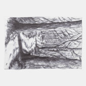 forest path ink landscape drawing kitchen towel | Zazzle