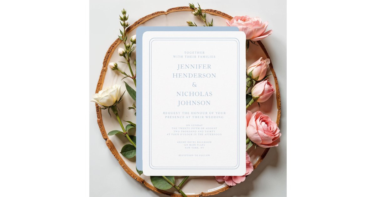 Formal Elegant Powder Blue Wedding Invitation | Zazzle