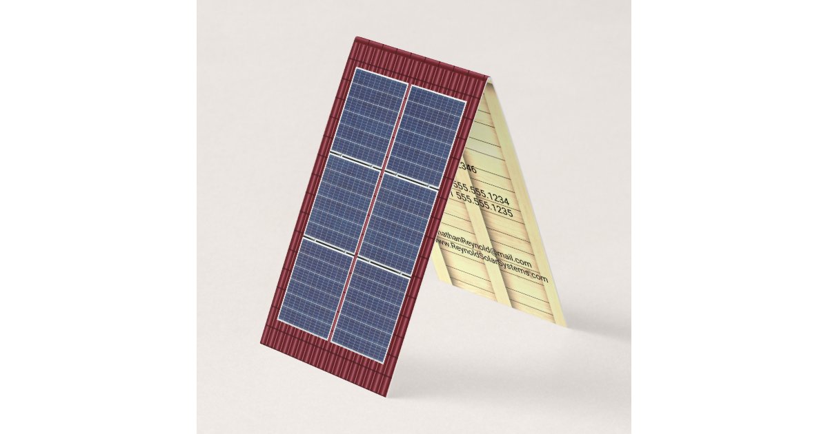 Four-Sided Roofing Rooftop Solar Energy Red Roof Business Card | Zazzle