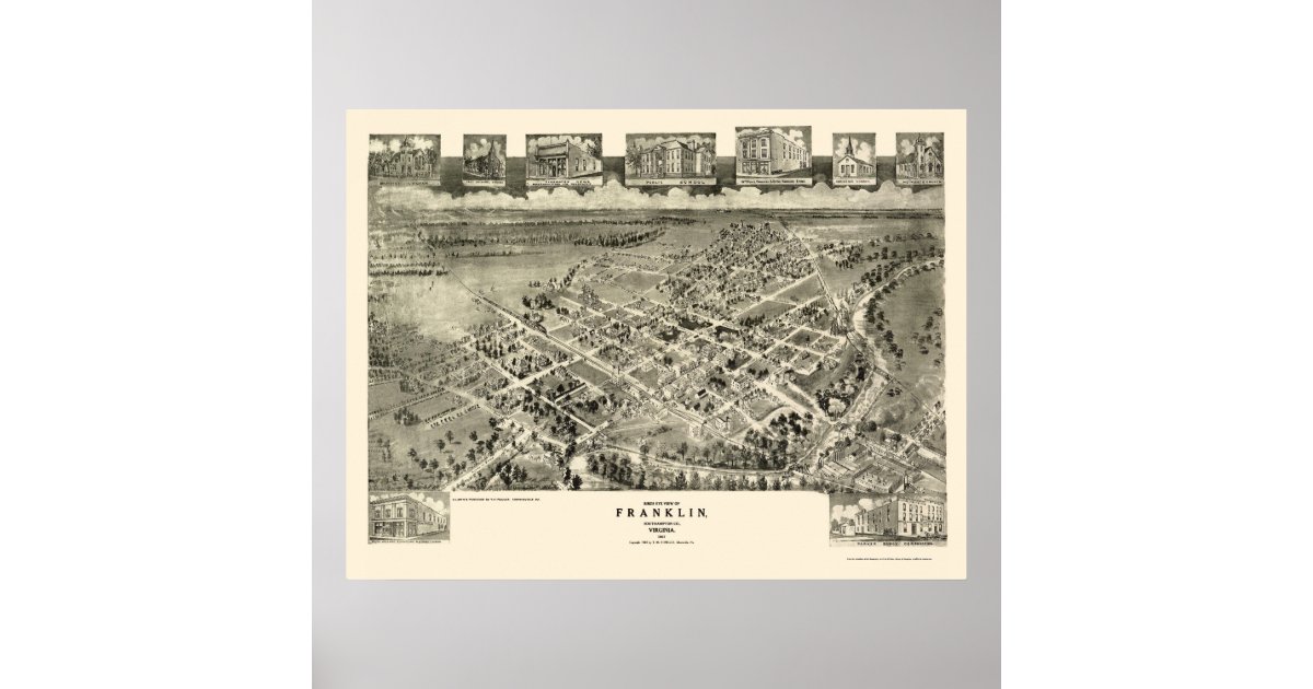 Franklin, VA Panoramic Map - 1907 Poster | Zazzle