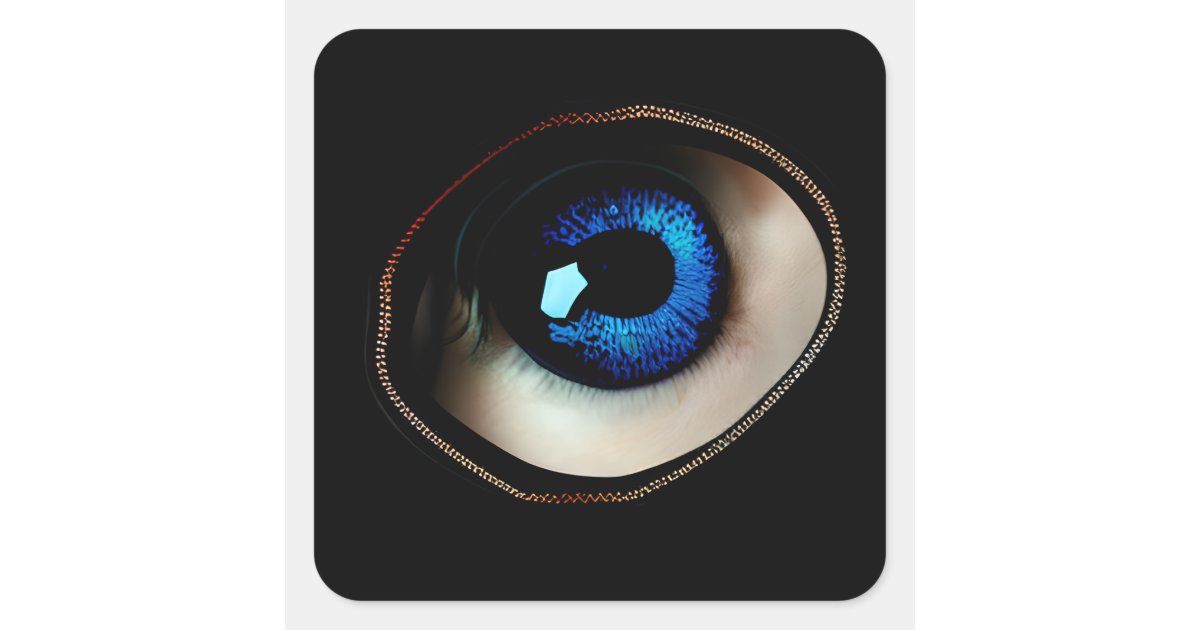 Freaky Blue Zippered Eye Halloween Scary Square Sticker | Zazzle