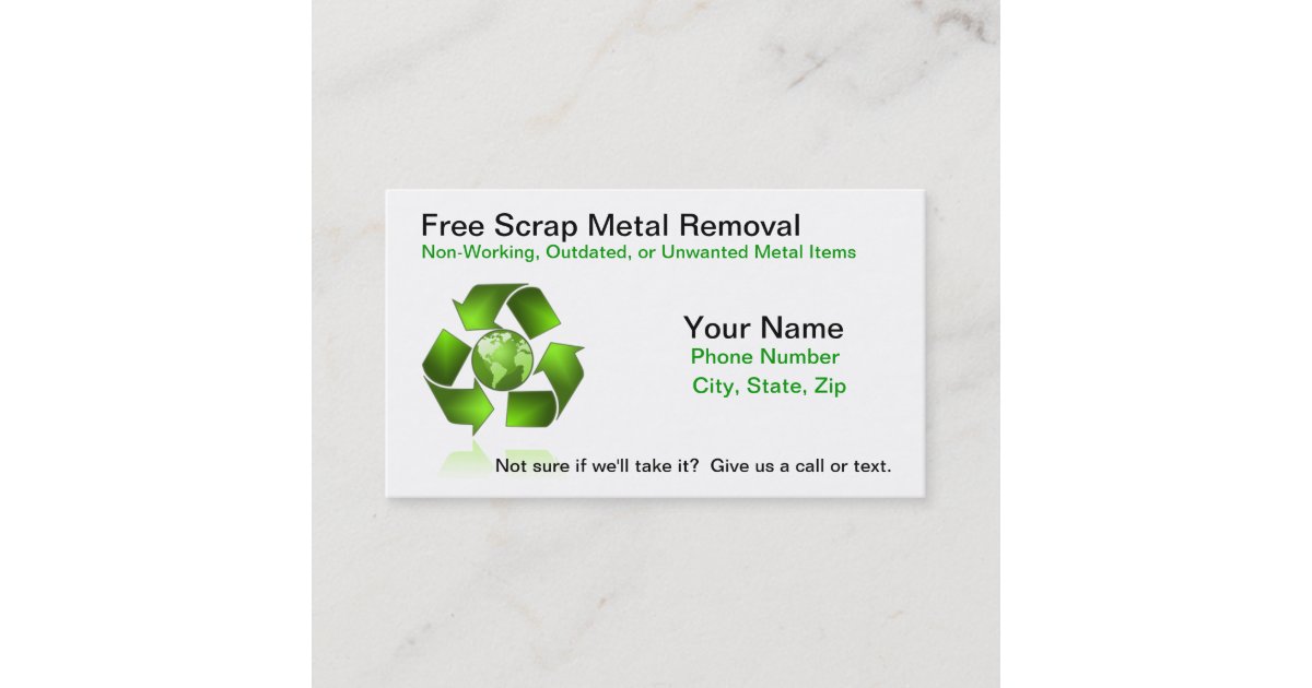 Free Scrap Metal Removal Business Card | Zazzle