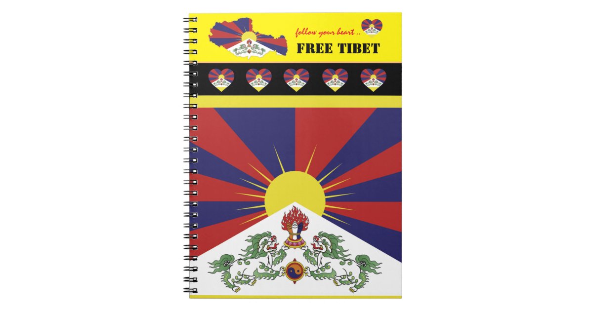 Free Tibet & Tibetan Flag, Map, Heart /Tibet Notebook | Zazzle