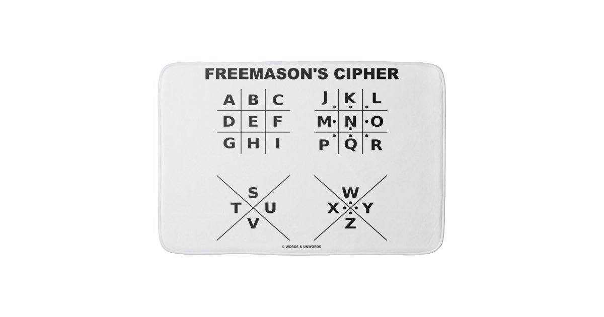 Freemason's Cipher Cryptography Deciphering Code Bath Mat | Zazzle
