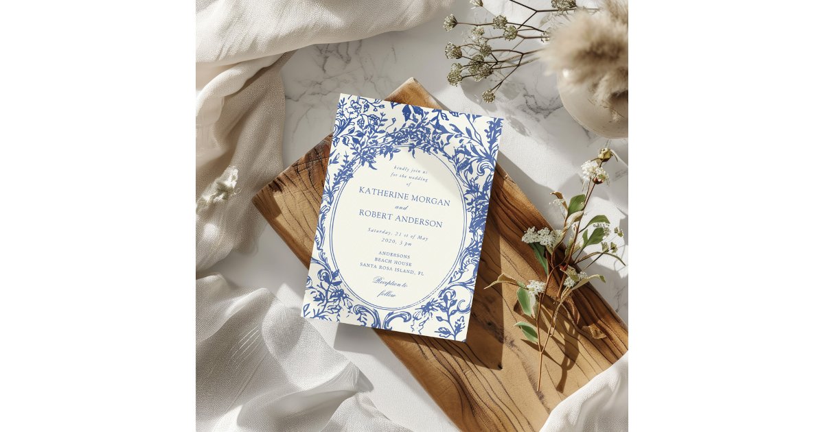 French Vintage Elegant Floral Wedding Invitation | Zazzle