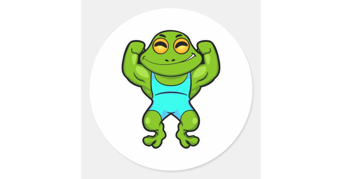 Frog as Bodybuilder at Bodybuilding Classic Round Sticker | Zazzle