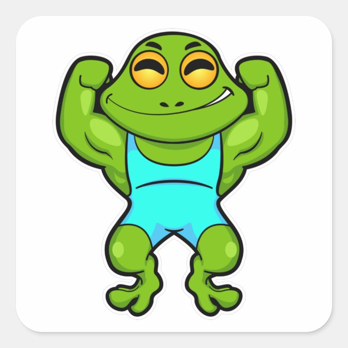 Frog as Bodybuilder at Bodybuilding Square Sticker | Zazzle.ca