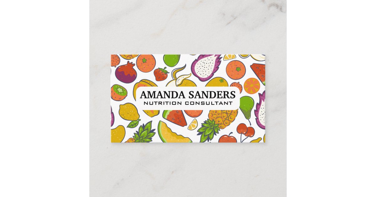 Fruits Background | Nutrition Business Card | Zazzle