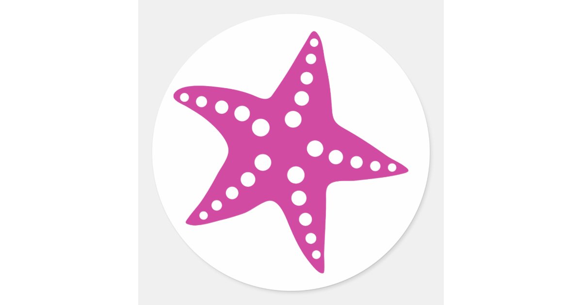 Fuchsia Pink Starfish Sticker, Beach Theme Classic Round Sticker | Zazzle