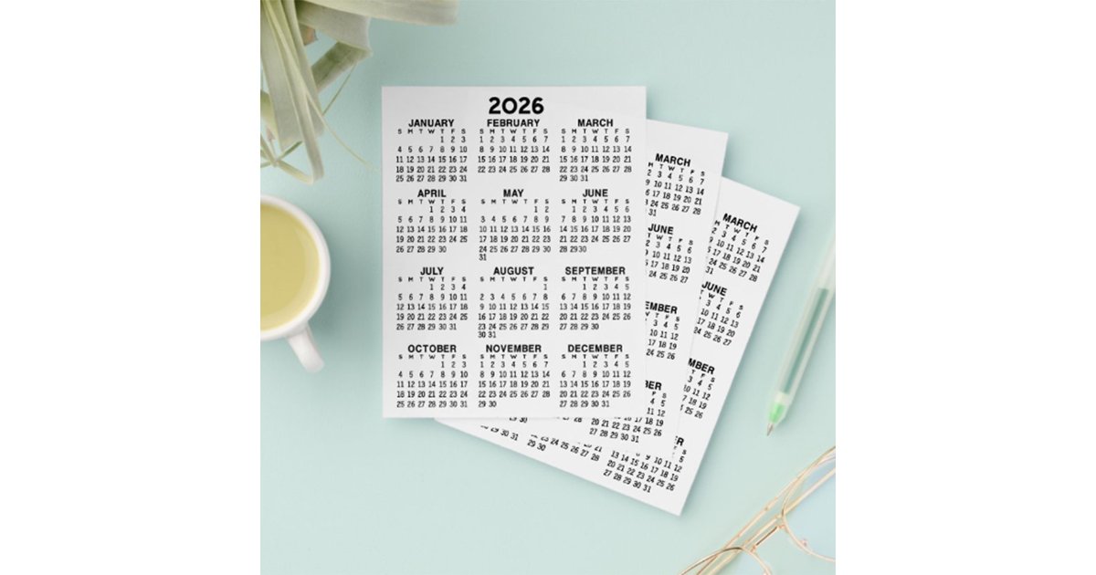 Full Year View Calendar - Basic Minimal Flyer | Zazzle