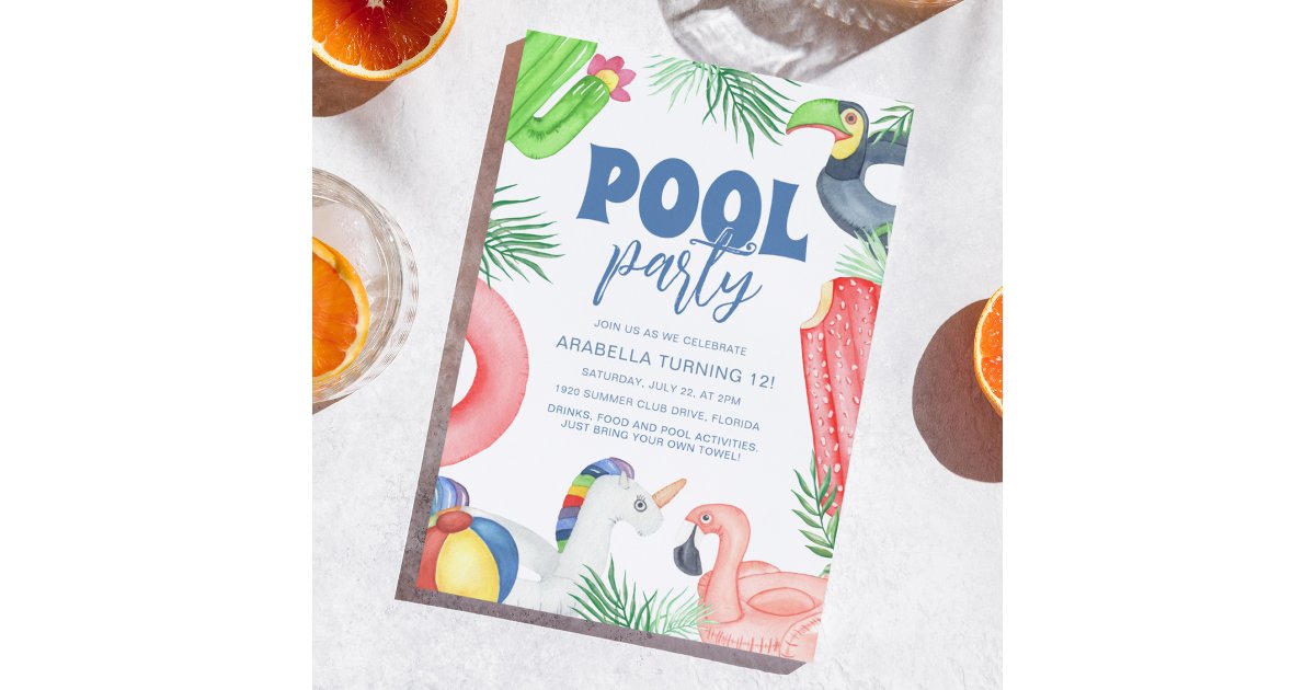 Fun Pool Party | Birthday Invitation | Zazzle