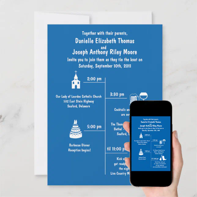 Fun Whimsy Timeline Wedding Invitation | Zazzle