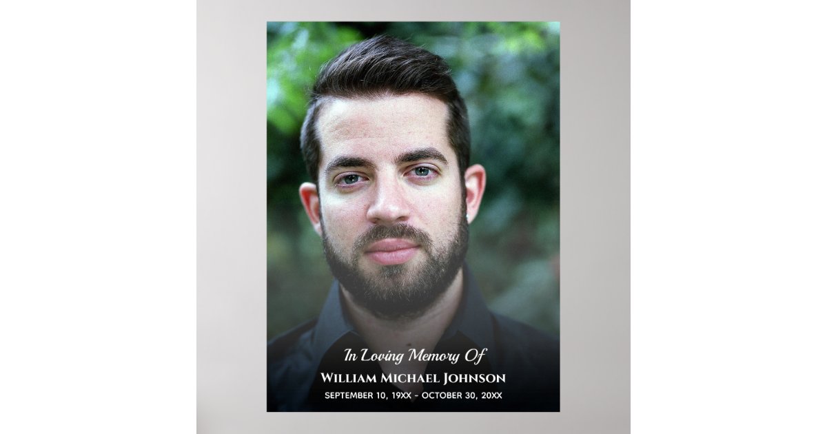 Funeral Custom Photo Bereavement In Loving Memory Poster | Zazzle