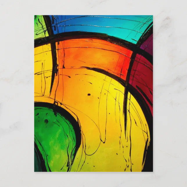 Funky Bright Colours Abstract Art Postcard | Zazzle