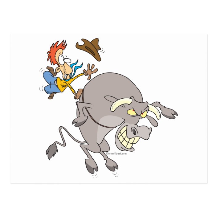 funny bucking bull bull rider rodeo cowboy cartoon postcard | Zazzle.ca