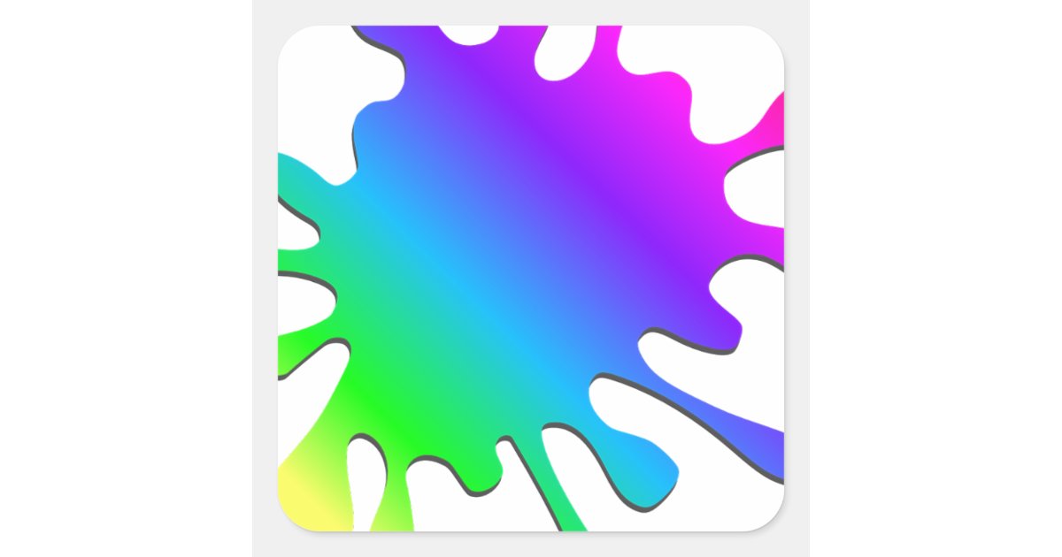 Funny Colourful Art Rainbow Paint Splatter Square Sticker | Zazzle
