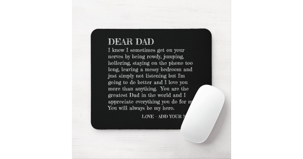 Funny Dear Dad Letter From Daughter Customized Mouse Pad | Zazzle