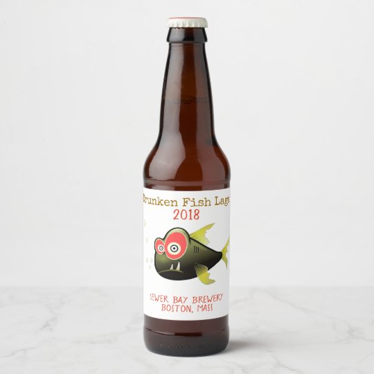 Funny Drunken Fish Custom Beer Label | Zazzle.ca