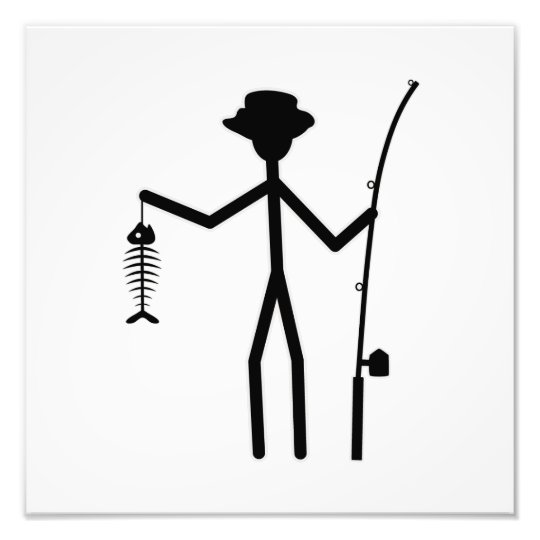 Funny Fisherman Stick Figure Holding Fish Bones Photo Print | Zazzle.ca