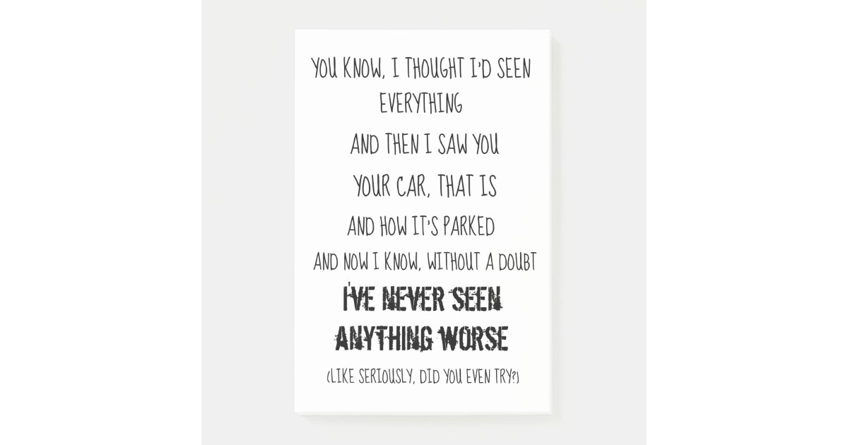 Funny Parking Post It Notes | Zazzle